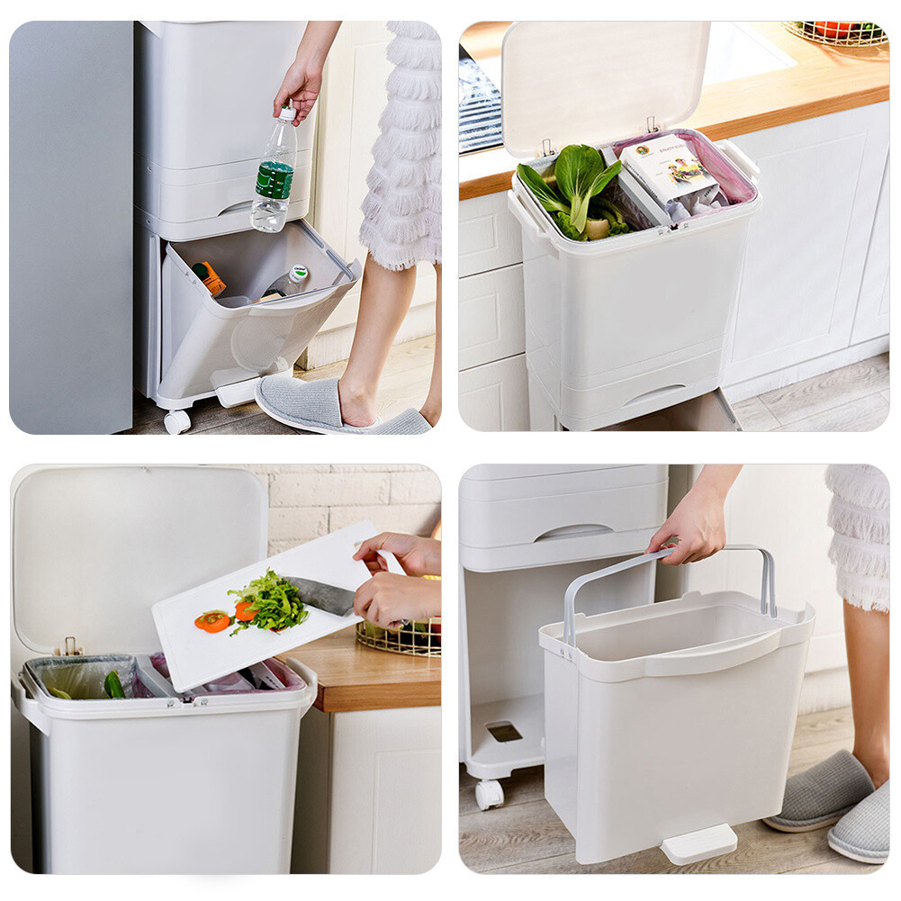 Rolling 38/42L Recycling Bin Waste Rubbish Sorting Plastic Recycle ...