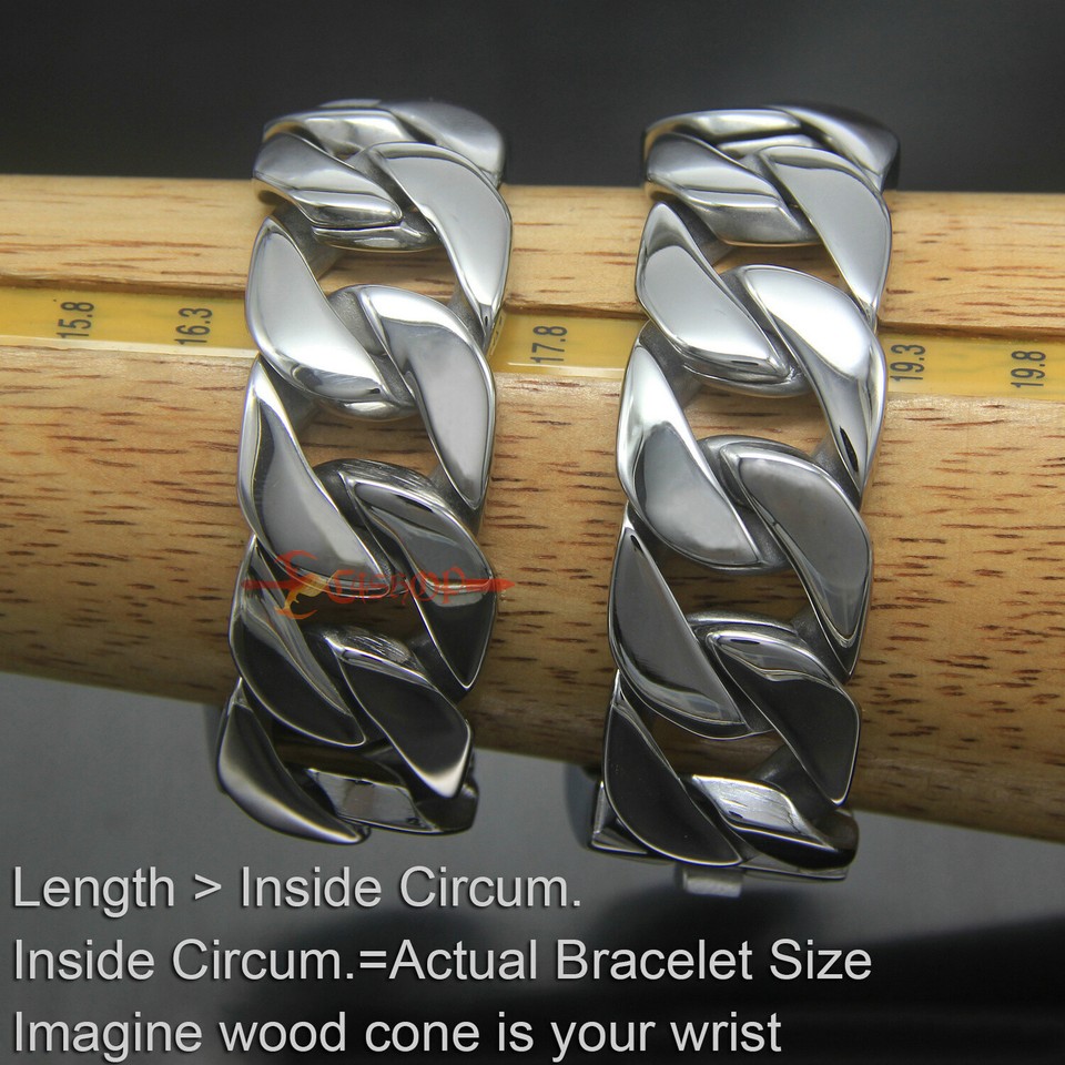 Men's Thick Heavy Chain Stainless Steel Cuban Link Necklace Bracelet 20/24/31mm | eBay