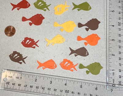 🐟15 FISH cardstock paper die cut embellishments .. | eBay