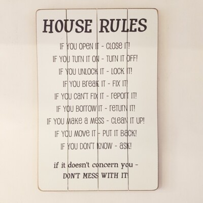 House Rules Sign Wooden Wall Art | eBay UK
