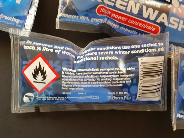 4 X 70ml CarPlan All Season Concentrated High Power Screen Wash Sachets ...