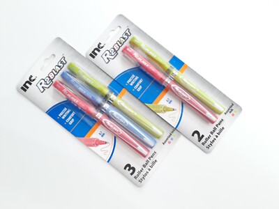 2 PACKS 5 PENS INC® R-2 BLAST™ ROLLER PRECISE WRITING SALMON GREEN BLUE ...