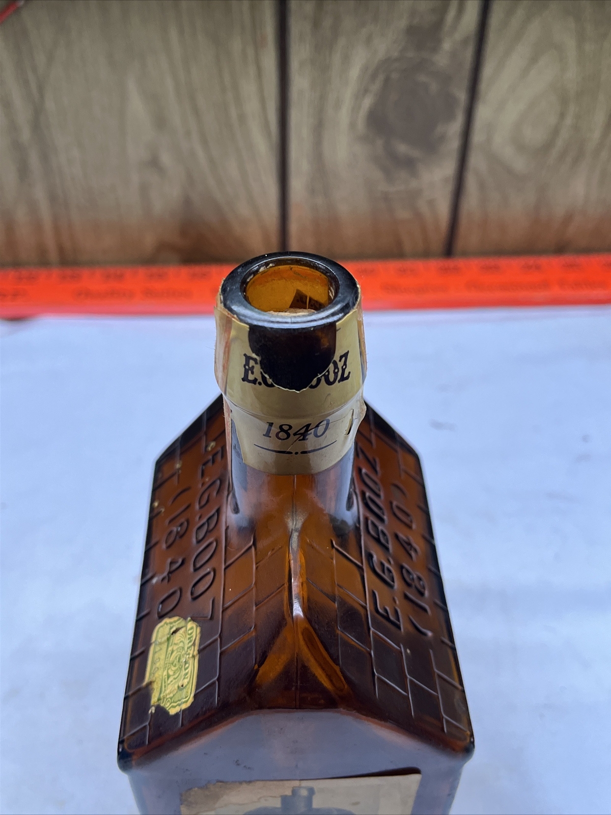 Vintage Wheaton Amber Glass E C Booz's Cabin Whiskey Bottle pressed ...