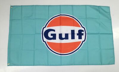 Gulf Banner Flag - Car Motor Sports Oil Fuel Racing Workshop Mechanic ...