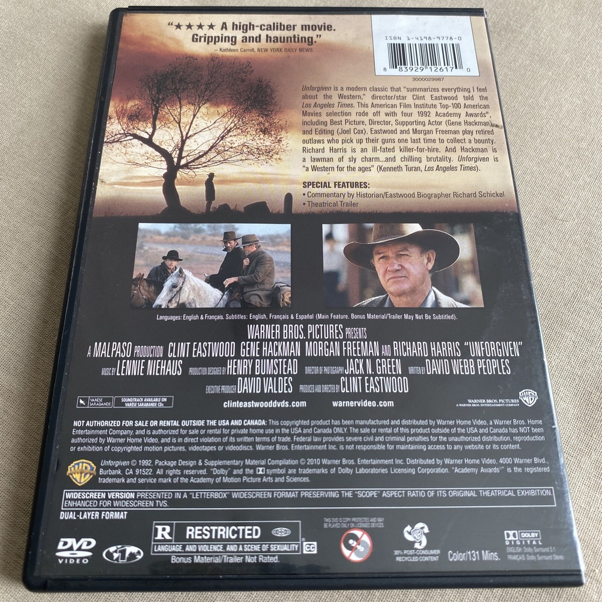 Unforgiven Dvd Oop Morgan Freeman Clint Eastwood Western