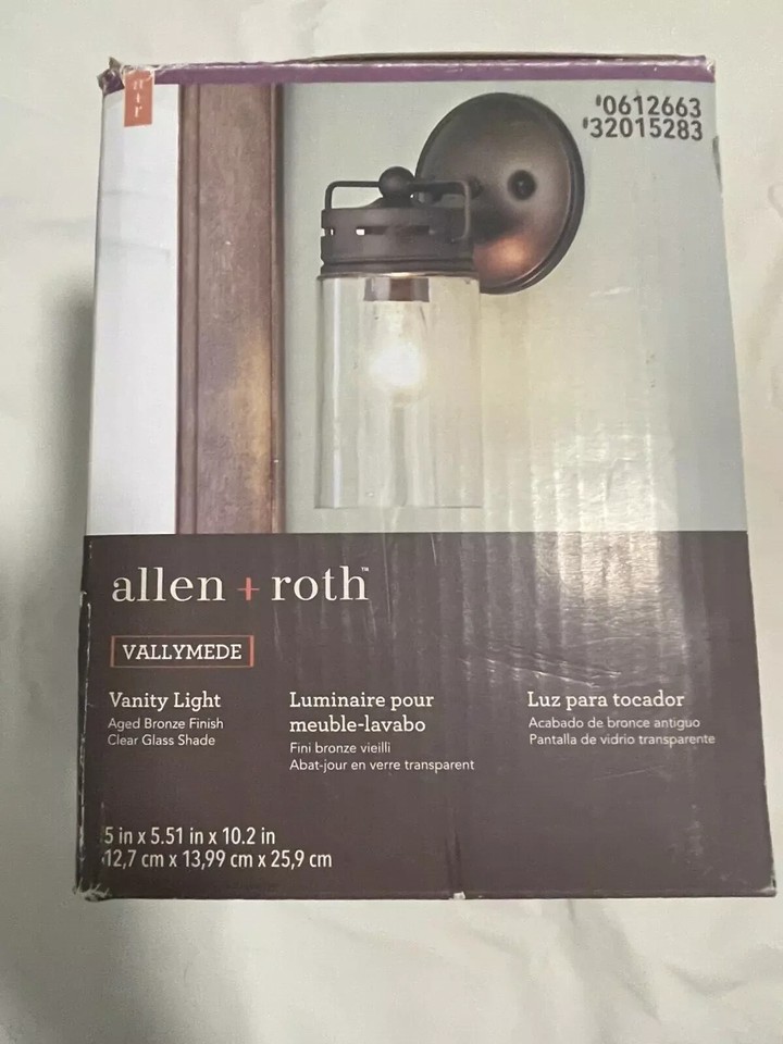 allen+roth single vanity light #0612663 #032015283 aged bronze finish ...