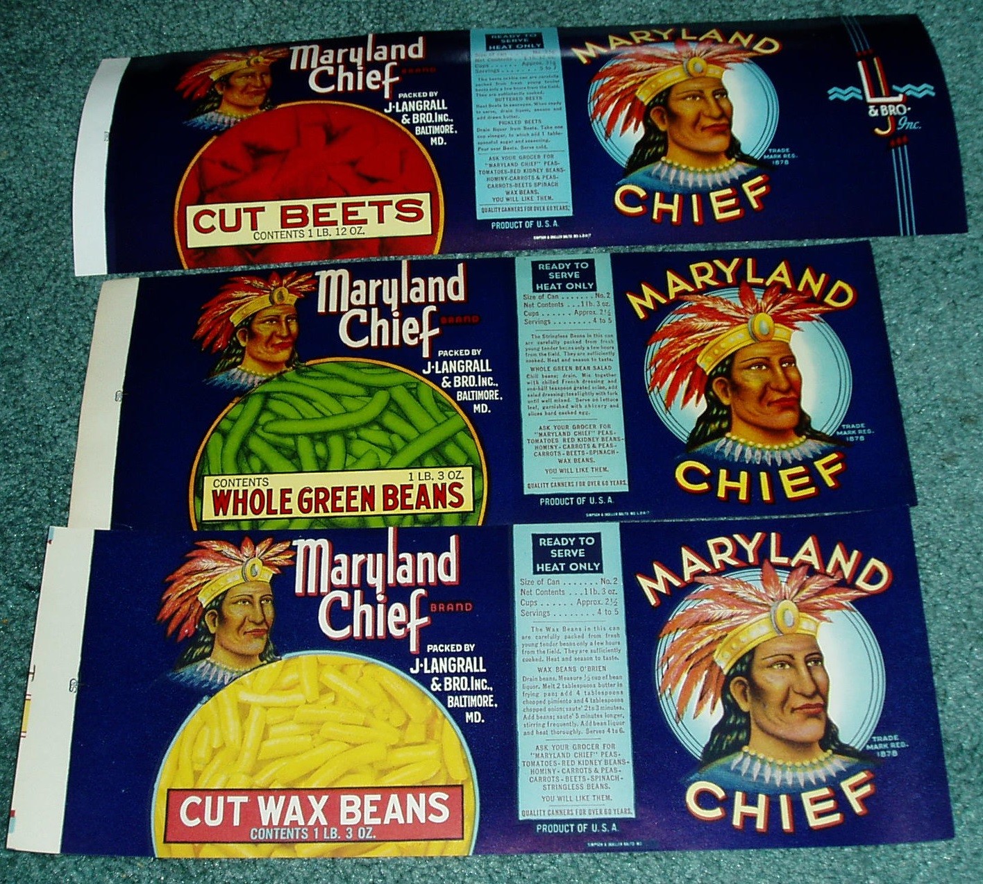LOT OF 5 DIFFERENT MARYLAND CHIEF LABELS BALTIMORE MD 1930's GREAT ...