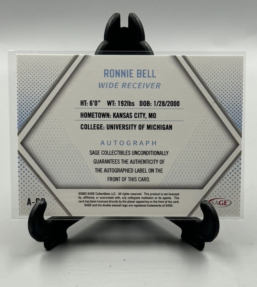 2023 Sage Ronnie Bell Red Foil Auto Michigan Wolverines 49ers #A-RB | eBay