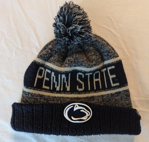 Penn State Beanie Hat Pom Pom PSU Nittany Lions Football Cap Blue and ...
