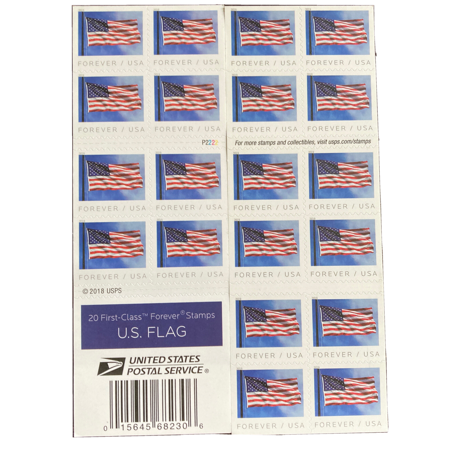 US Scott # 5344a Booklet Pane Of 20 Stamps MNH, Flag 1 book of stamps ...
