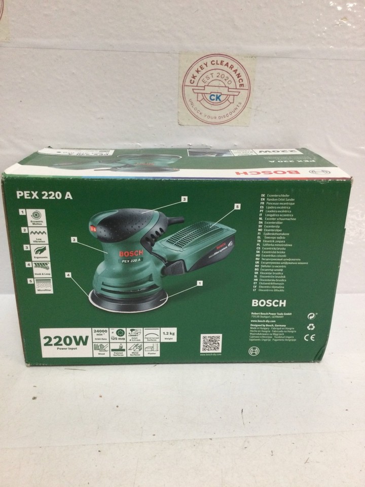 Bosch Random Orbit Sander PEX 220 A (220 W, in carton packaging) | eBay UK