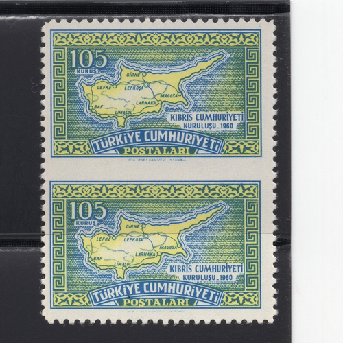 Turkey 1960 Map Cyprus Pair Part Imperf MNH | eBay