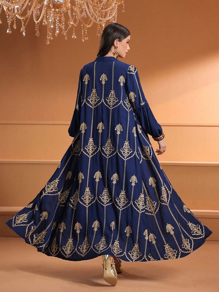 Dubai Women Open Abaya Embroidery Cardigan Inner Dress Sets Islamic ...