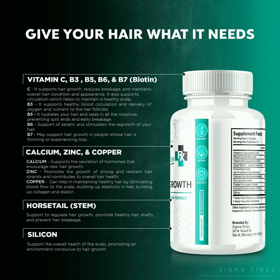BioGrow Dietary Pills to Boost Hair Growth and Strength Naturally 60ct ...