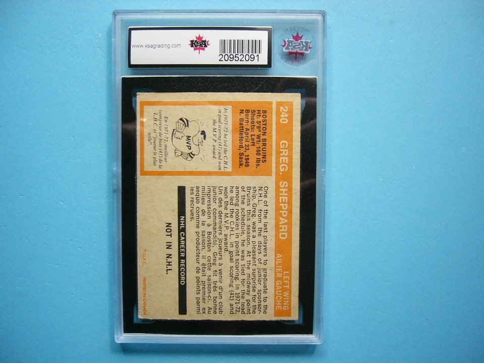 1972/73 O-PEE-CHEE NHL HOCKEY CARD #240 GREG SHEPPARD ROOKIE KSA 6.5 EX ...