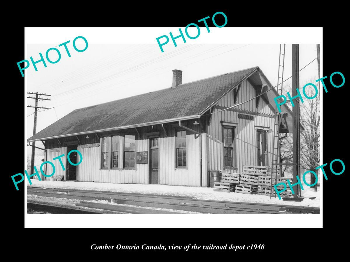 OLD 8x6 HISTORIC PHOTO OF COMBER ONTARIO CANADA THE RAILROAD DEPOT ...