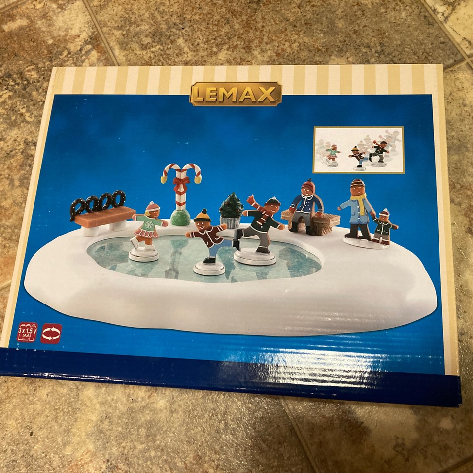 Lemax Gingerbread Skating Pond -Animated Holiday Village/Train/Carnival ...