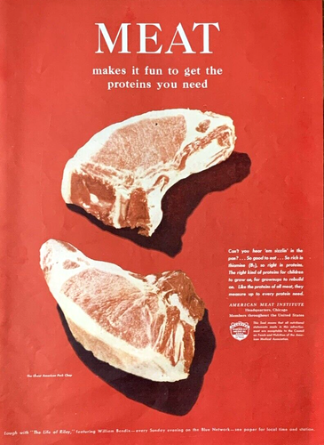 American Meat Institute Proteins You Need WWII Vintage Print Ad 1945 ...