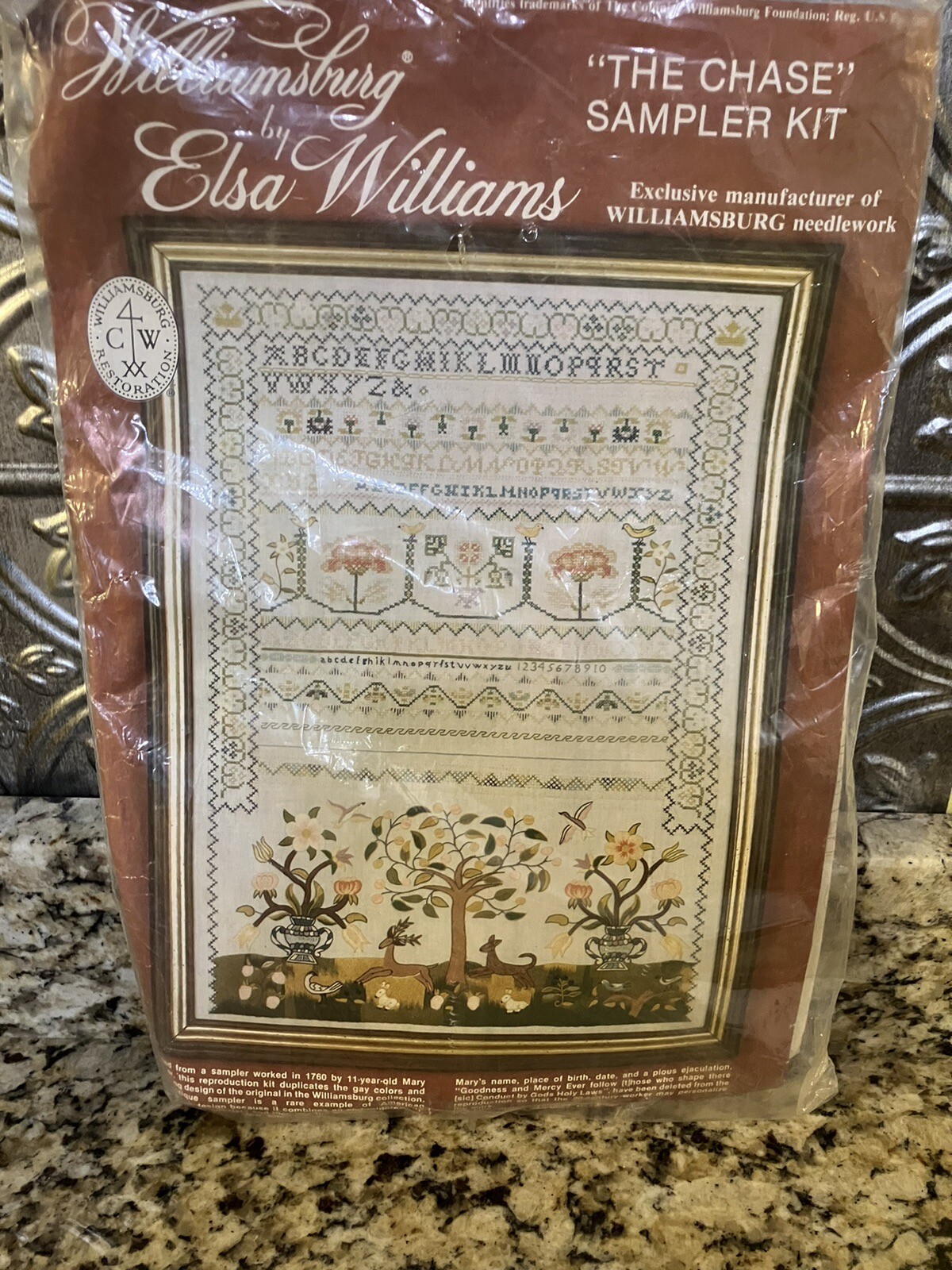 Vintage Williamsburg Elsa Williams Counted Cross Stitch Kit Sampler The ...