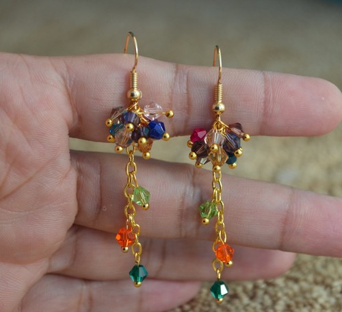 Handmade Multicolor crystal bicone cluster earring | eBay