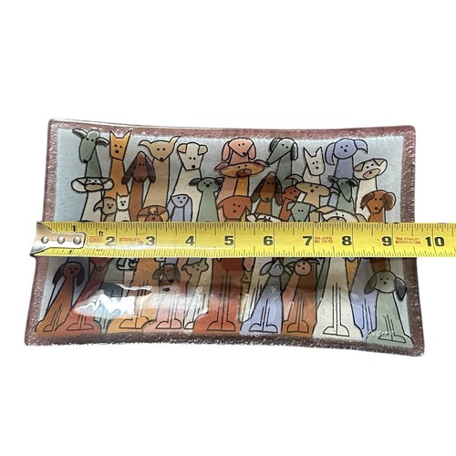 Peggy Karr Rectangle Fused Glass Dog Puppy Plate Tray Small Platter ...