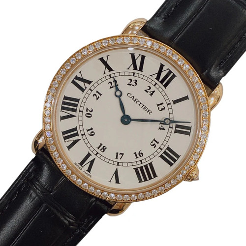 Cartier Ronde Louis Cartier LM WR000651 Ivory K18PG/Leather Strap (Non ...