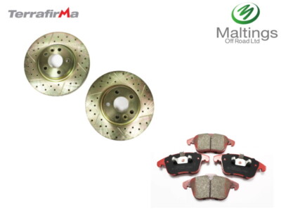 TERRAFIRMA FRONT DISCS + PADS FITS FREELANDER 2 DRILLED + GROOVED ...