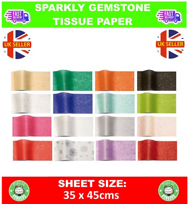 100 GEMSTONE TISSUE SHEETS PAPER WRAPPING SPARKLY GLITTER GEM 35x45cm ...