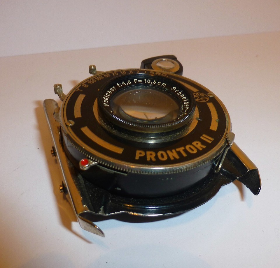 SCHNEIDER RADIONAR 10.5cm F4.5 LENS in a WORKING PRONTOR II SHUTTER ...
