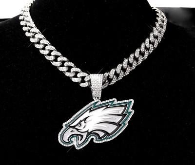 Philadelphia Eagles Football Bling Necklace Fashion Cubic Zirconia ...