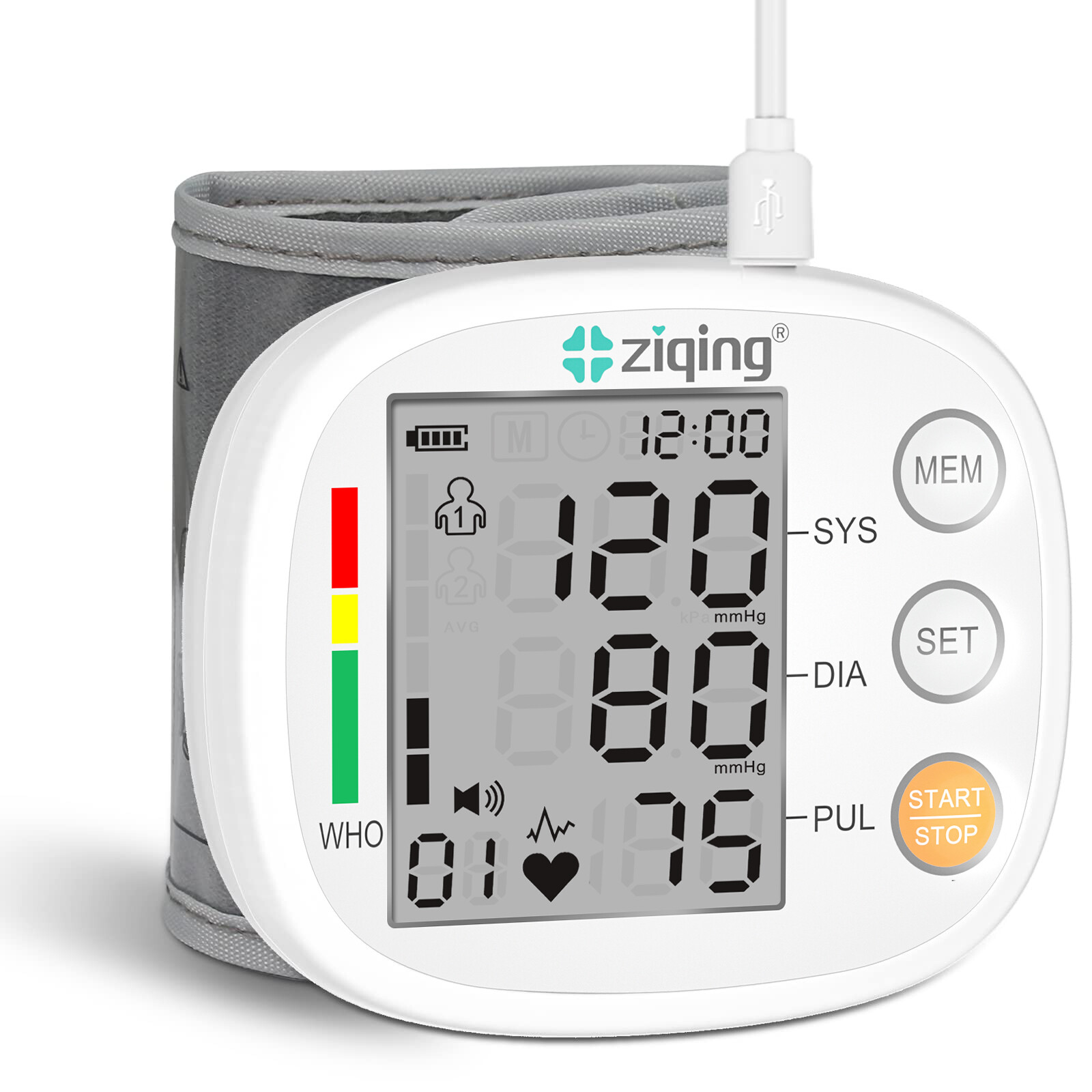 Ziqing Automatic Blood Pressure Monitor Wrist Digital Cuff BP Machine ...
