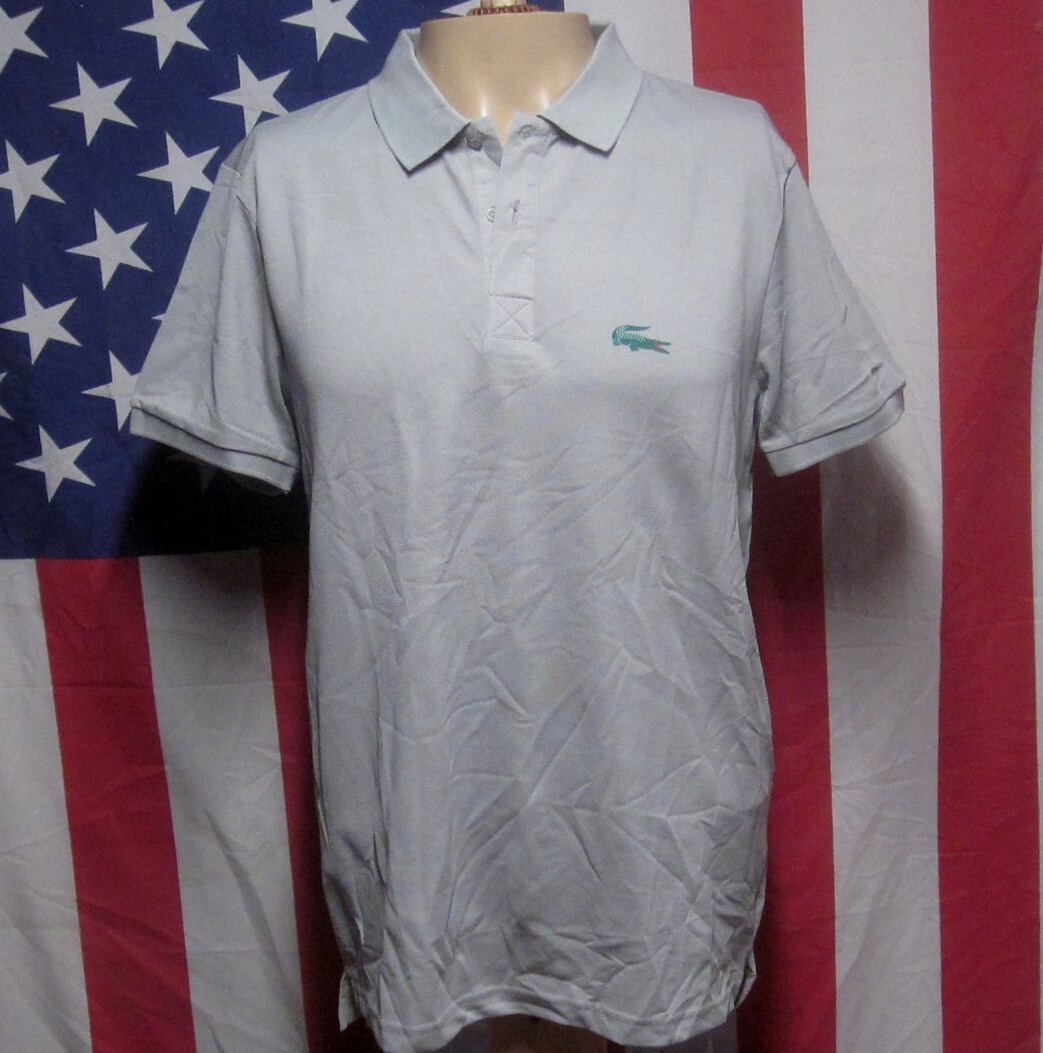LACOSTE printed bigger logo Crocodile gray polo shirt… - Gem