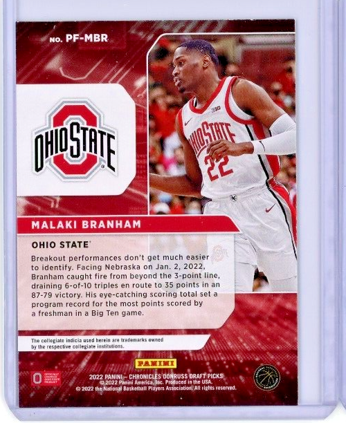 22-23 Chronicles Draft Picks Power Formulas #PF-MBR Malaki Branham RC ...