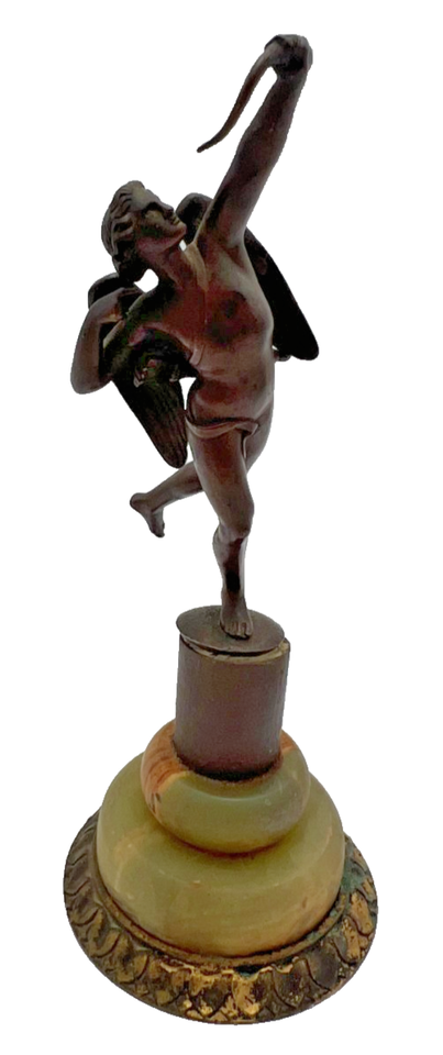 Art Nouveau Bronze Cupid Figure on Onyx & Marble Base – Winged Cherub ...