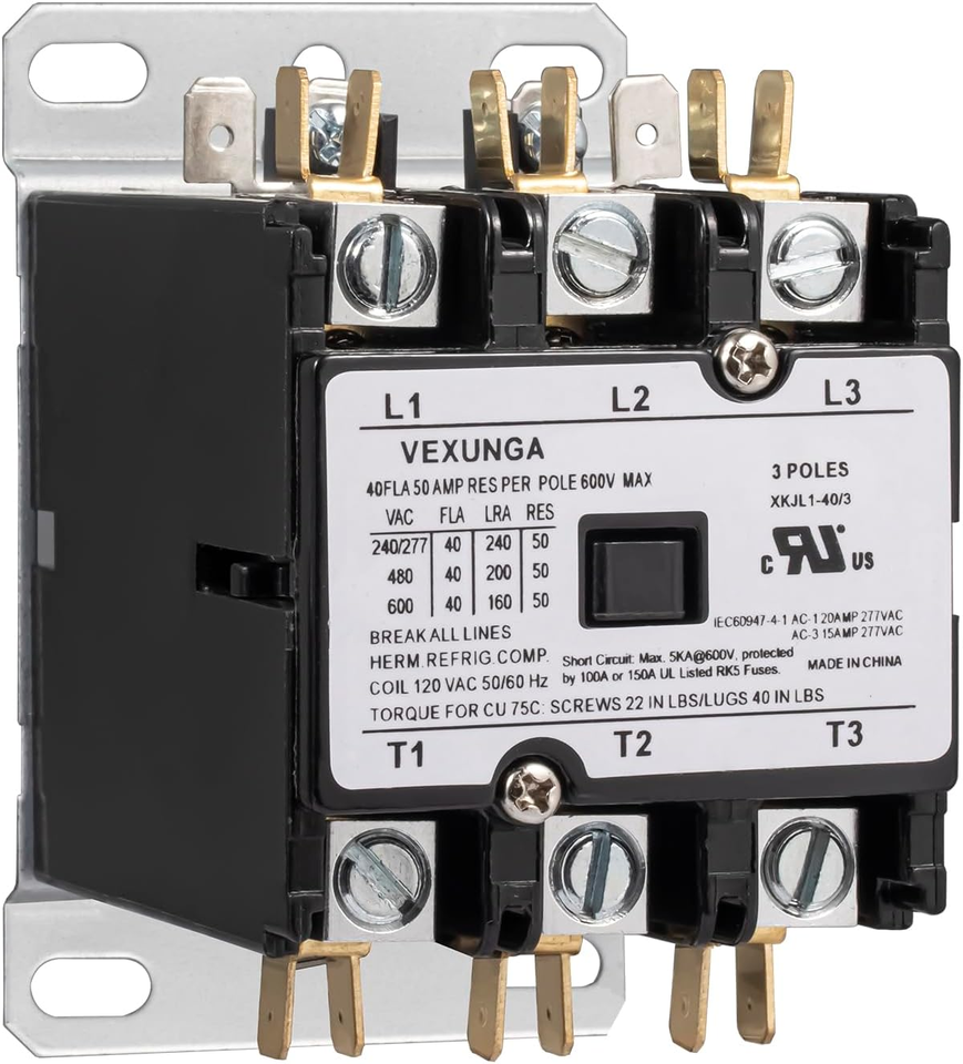 3 Pole 40 Amp 120 VAC Coil AC contactor 3P 40A 120V 50/60Hz AC Motor ...