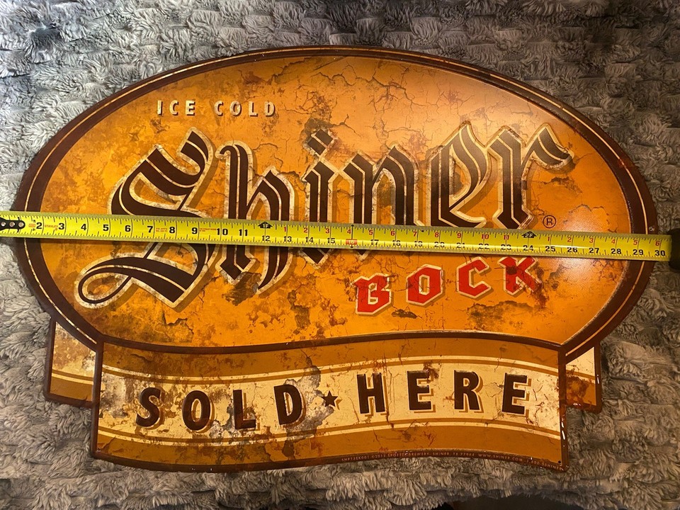 SHINER BREWING Ice Cold Shiner Bock Sold *NEW 20"x30" Metal Craft Beer ...