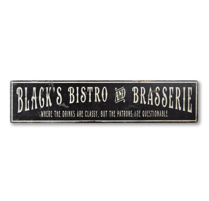 Custom Bistro & Brasserie Sign - Rustic Hand Made Distressed Wooden | eBay