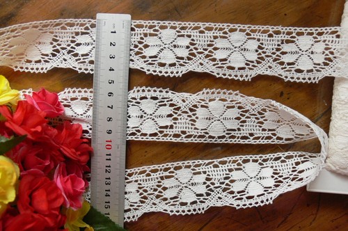Cluny Cotton Edge Floral Lace OFF WHITE - 42mm wide 5 Metre Length ...