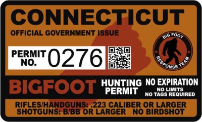 4" Connecticut CT Bigfoot Hunter Hunting Permit Sticker Sasquatch Vinyl ...