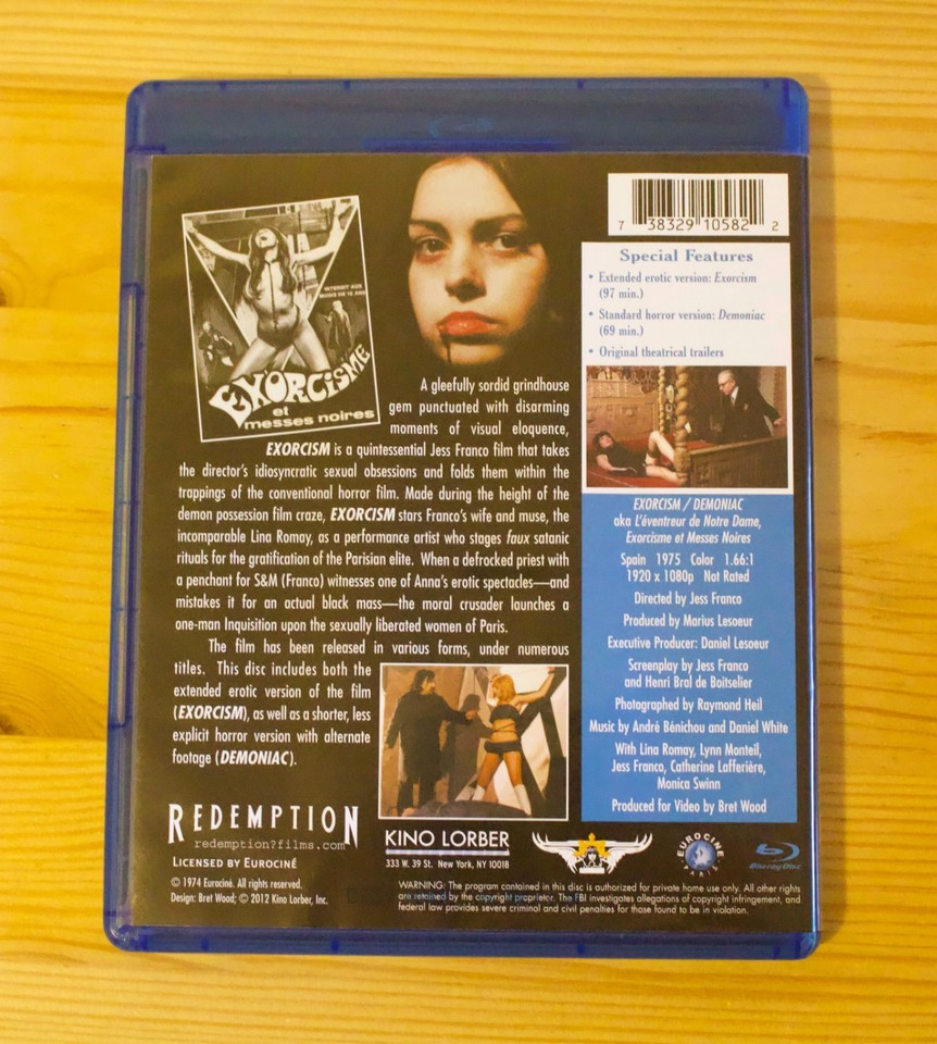 Exorcism Blu-ray Kino Redemption Jess Franco Lina Romay Cult Horror ...