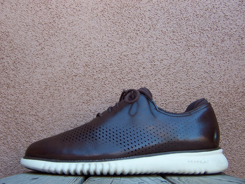 COLE HAAN Mens Casual Dress Shoes Brown Leather Laser Perf Wingtips Sz ...