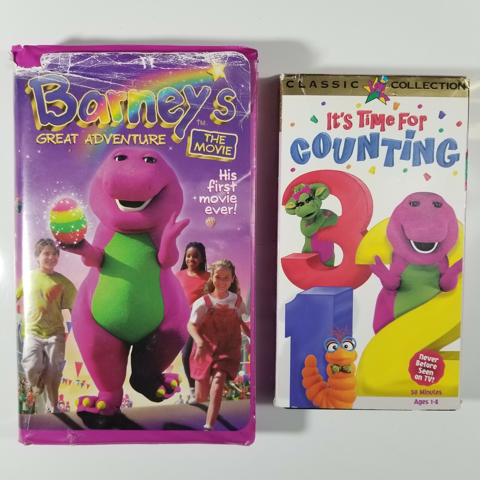 Barney & Friends VHS tapes Great Adventure Time For Counting Purple ...
