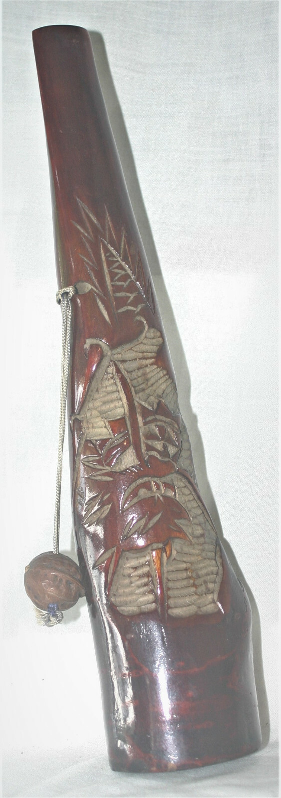 Japanese Fine Antique Massive Wood “Demon” Pipe Carved, Kyoto, Netsuke ...