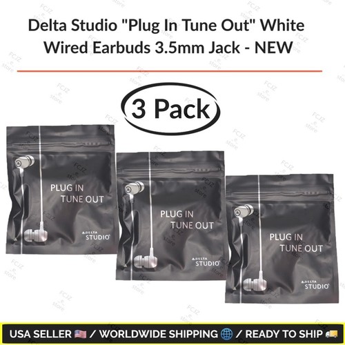 Delta Studio "Plug In Tune Out" White Wired Earbuds 3.5mm Jack - NEW | eBay