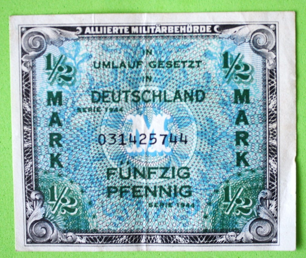 S6 - Germany 1/2 Mark Series 1944 Very Fine + Banknote - Allied ...