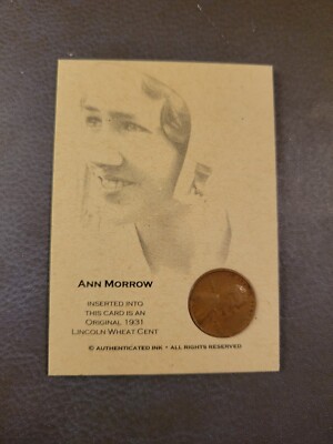 Ann Morrow Lindbergh Authenticated Ink 1931 Wheat Penny Card | eBay