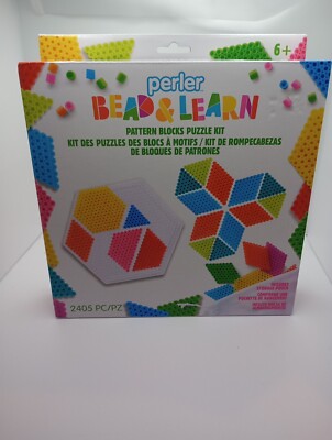 Perler Fused Bead Box Kit Bead And Learn Pattern Blocks Puzzle Kit Nib ...