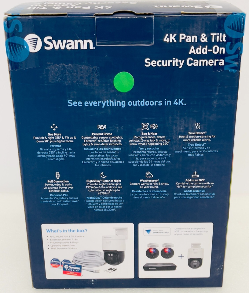 SWANN ENFORCER 4K SWNHD-900PT UHD Pan Tilt 2 Way Audio PoE Add CCTV ...