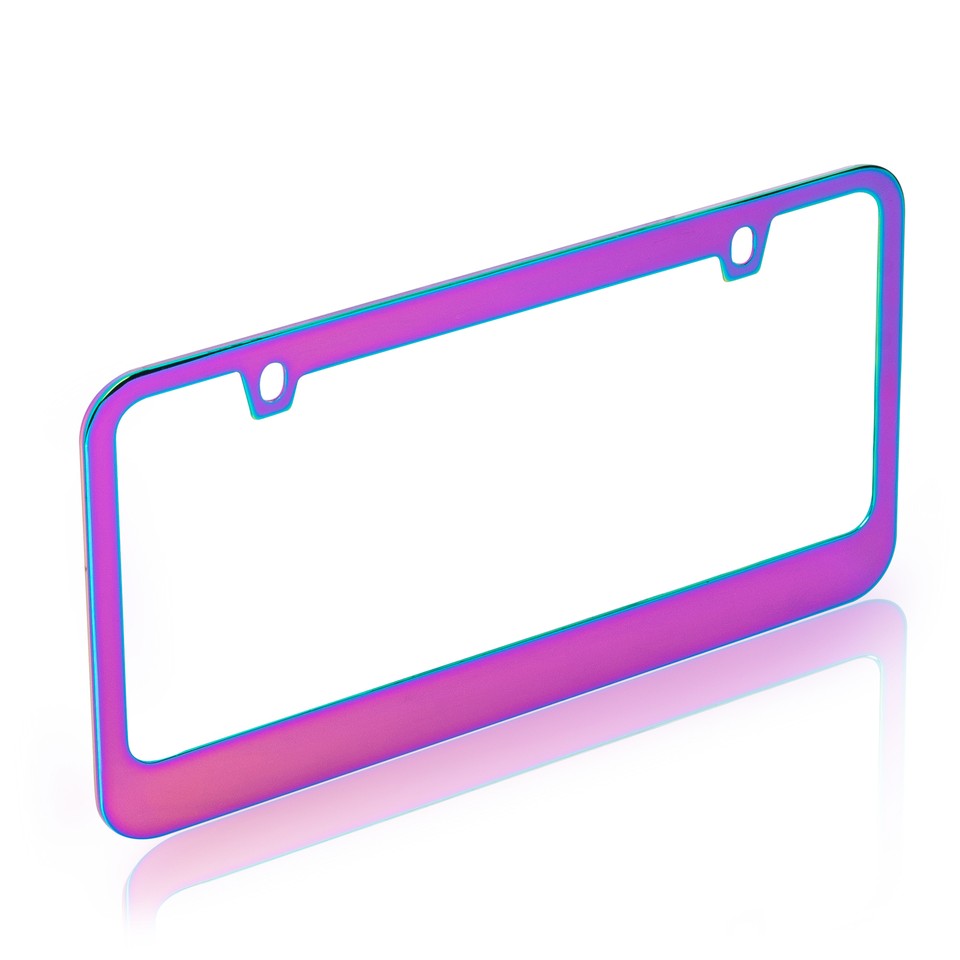 2X Stainless-Steel Metal Neo Polish License Plate Frame Universal Fit ...