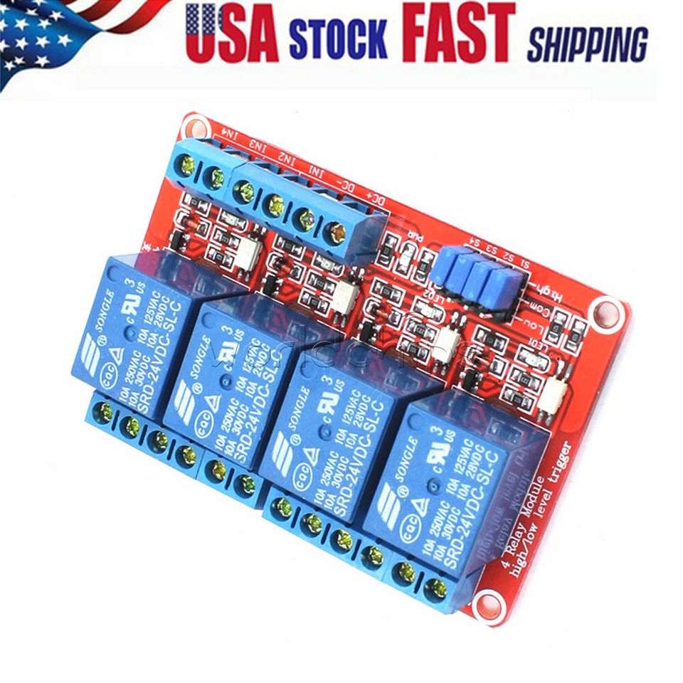 DC24V 4 Channel Relay Module With OPTO-Isolated High And Low Level ...